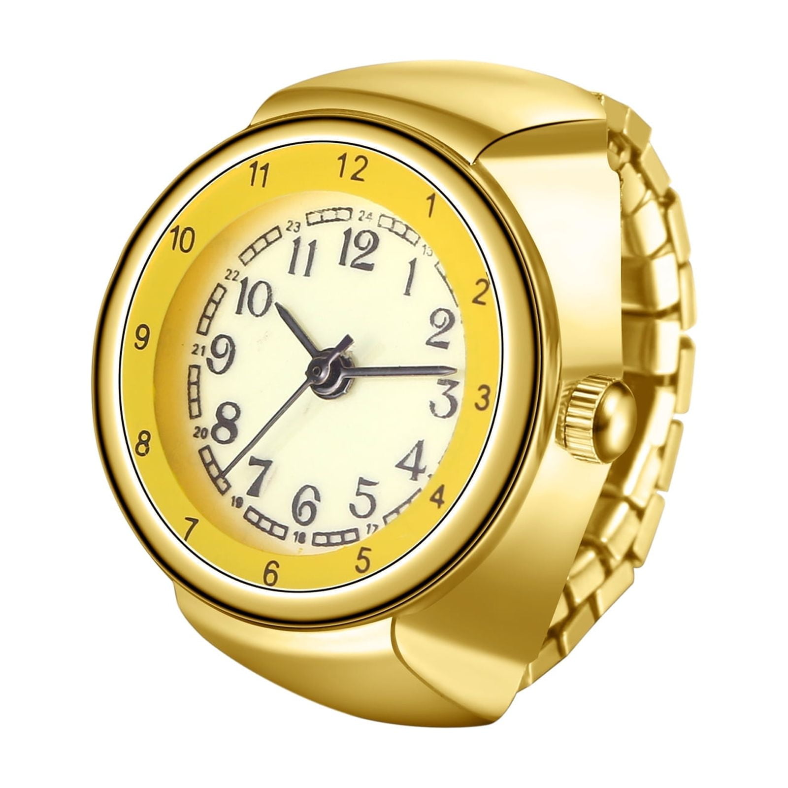 Avaner Unisex Finger Ring Watch,Retro Gold Stretchy Elastic Band Men ...