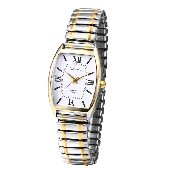 Avaner Women's Big Dial Easy Reader Watch Gold/Silver Tone Elastic ...