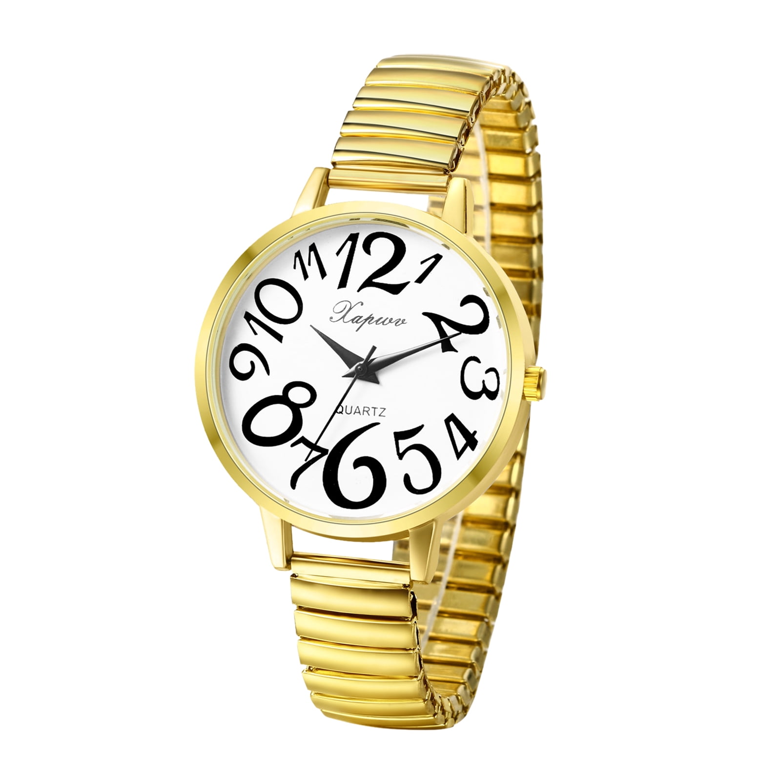 Avaner Women's Elastic Strap Watch: Large Face Big Number Easy Reader ...