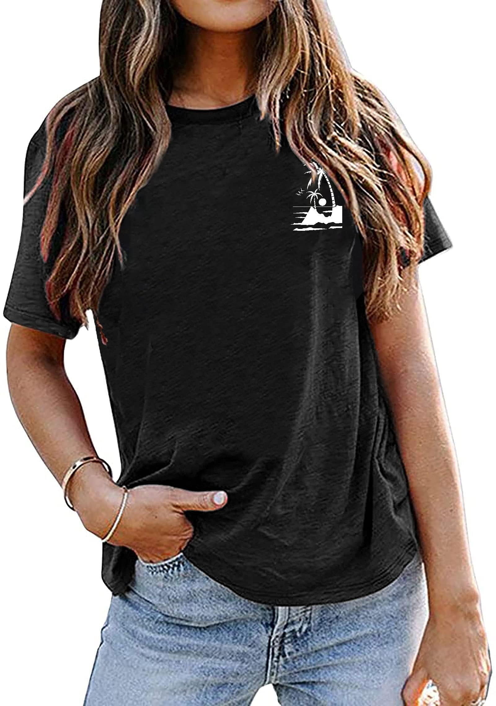 Avanova Womens Graphic Letter Print Short Sleeve T-Shirts Crewneck ...