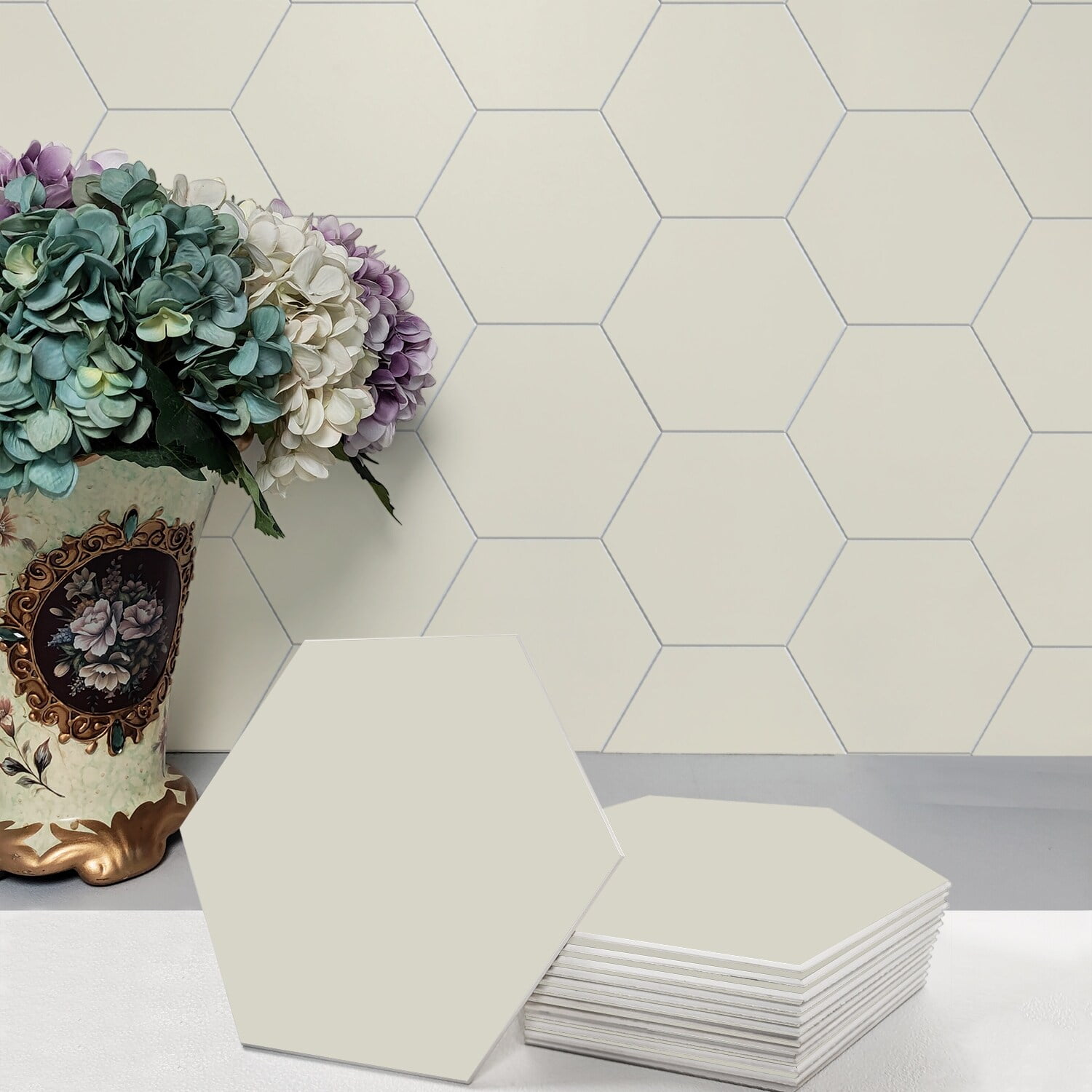 Avant Decor Bex Peel and Stick Hexagon Backsplash Wall Tile 6" x 6.9" (6.5 Sq Ft/30 pcs box) Box ...