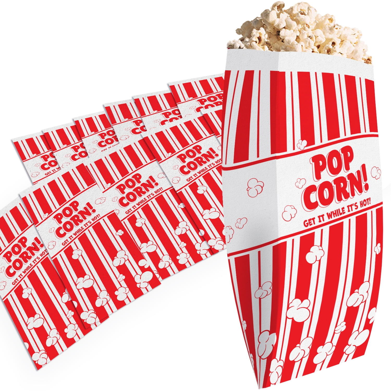 Avant Grub 1 oz Coated Red and White Disposable Paper Popcorn Bags 25 ...
