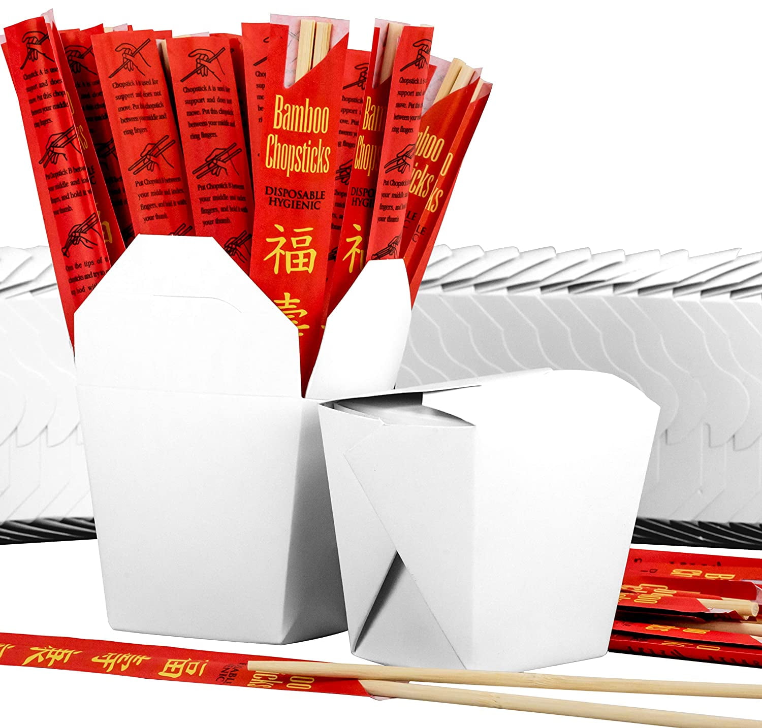 Avant Grub 16 Oz Chinese Take Out Containers & Wrapped Bamboo ...