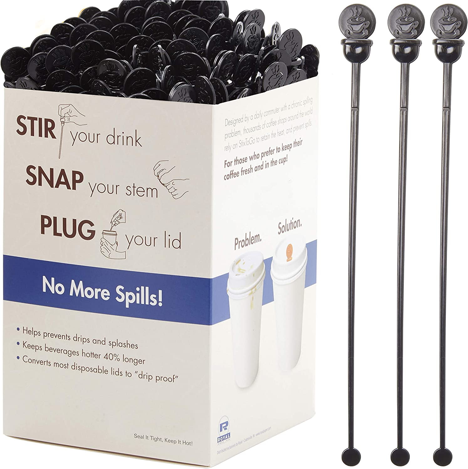 "Avant Grub 7.5"" Black Plastic Stirrers for Hot Drinks & Coffee Cups ...
