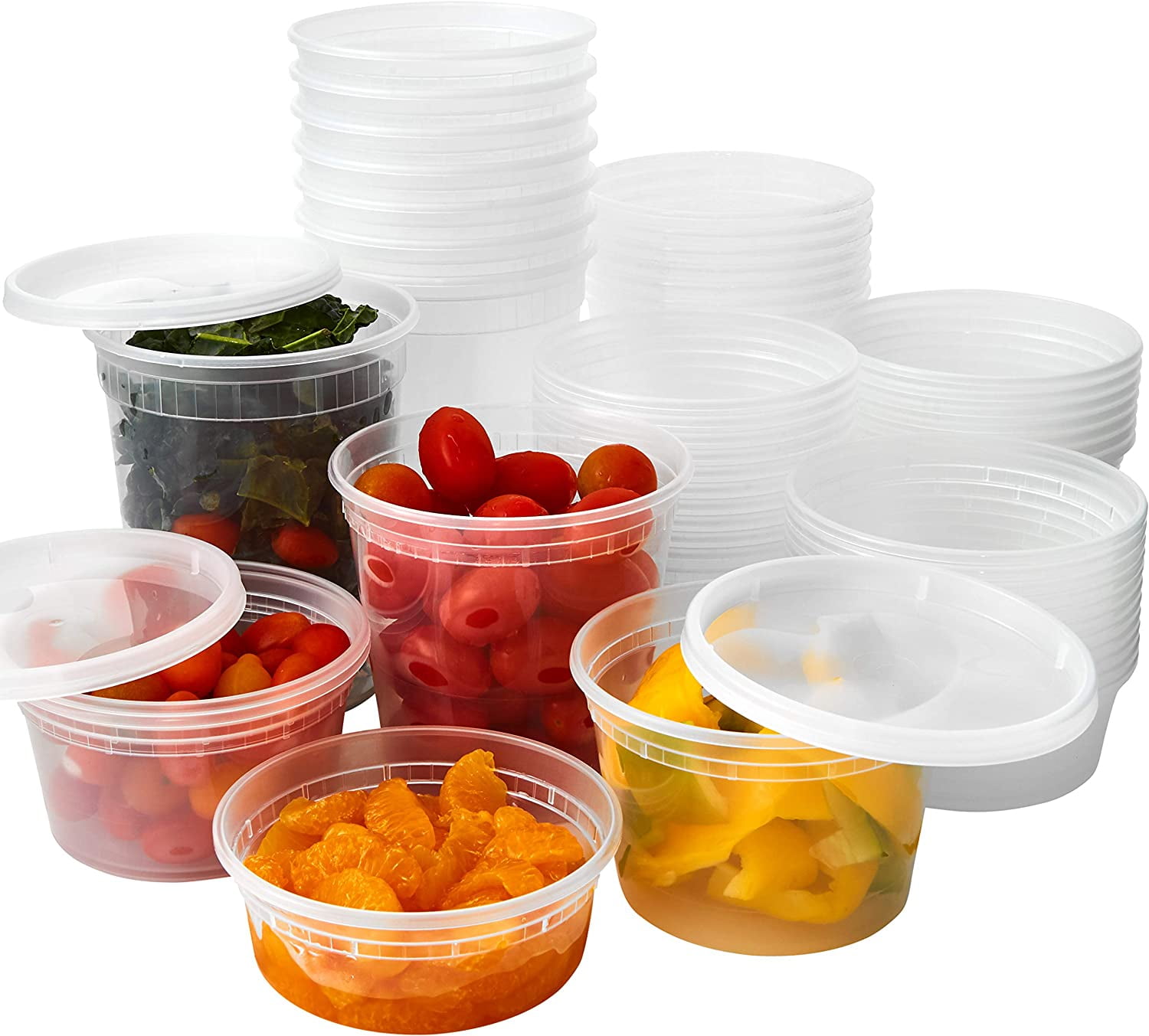 Avant Grub 8, 12, 16, 24, 32 oz Clear Deli Containers w/ Lids, 60 Pack ...