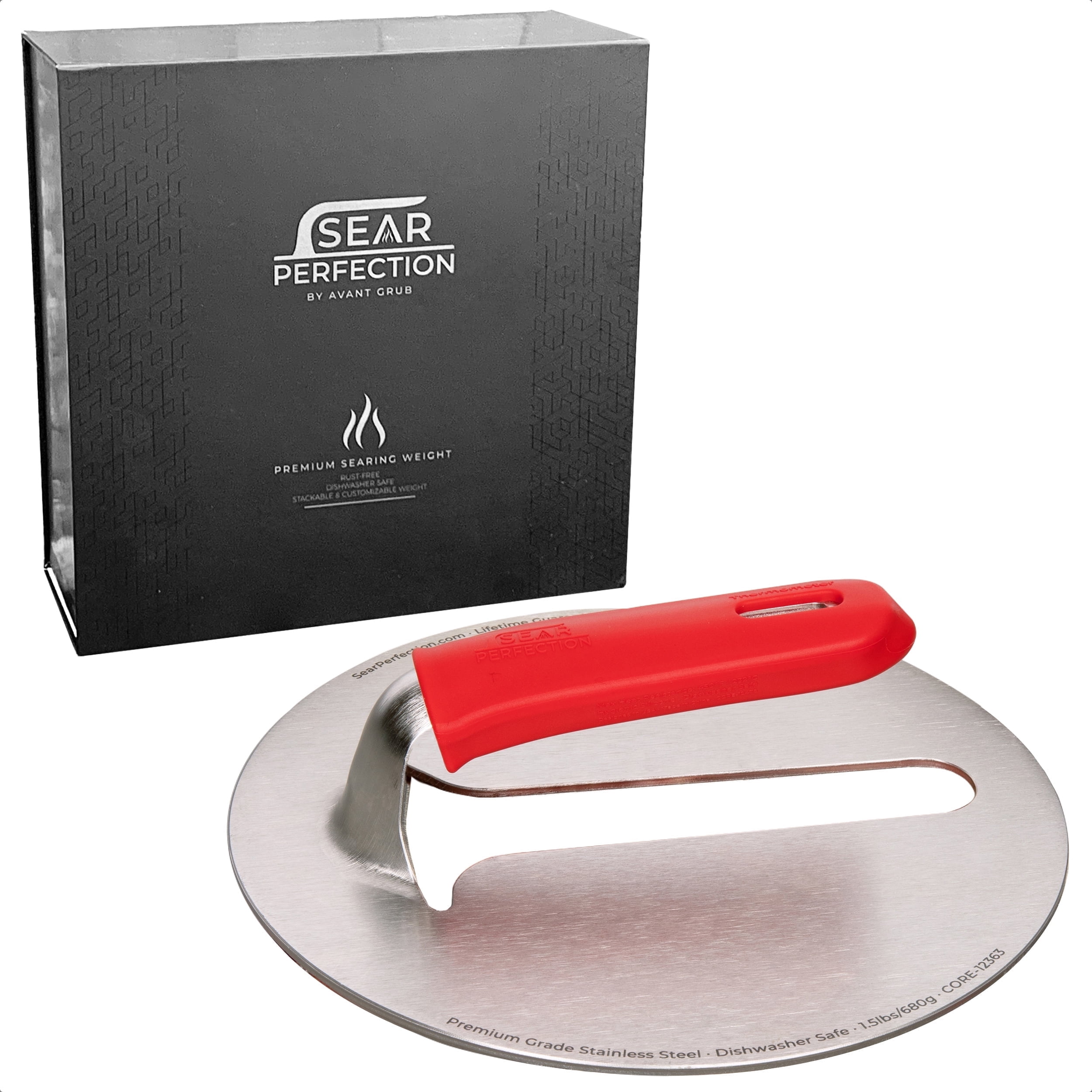 Avant Grub's 8" Dishwasher-Safe Stainless Steel Steak Weight, Bacon and ...