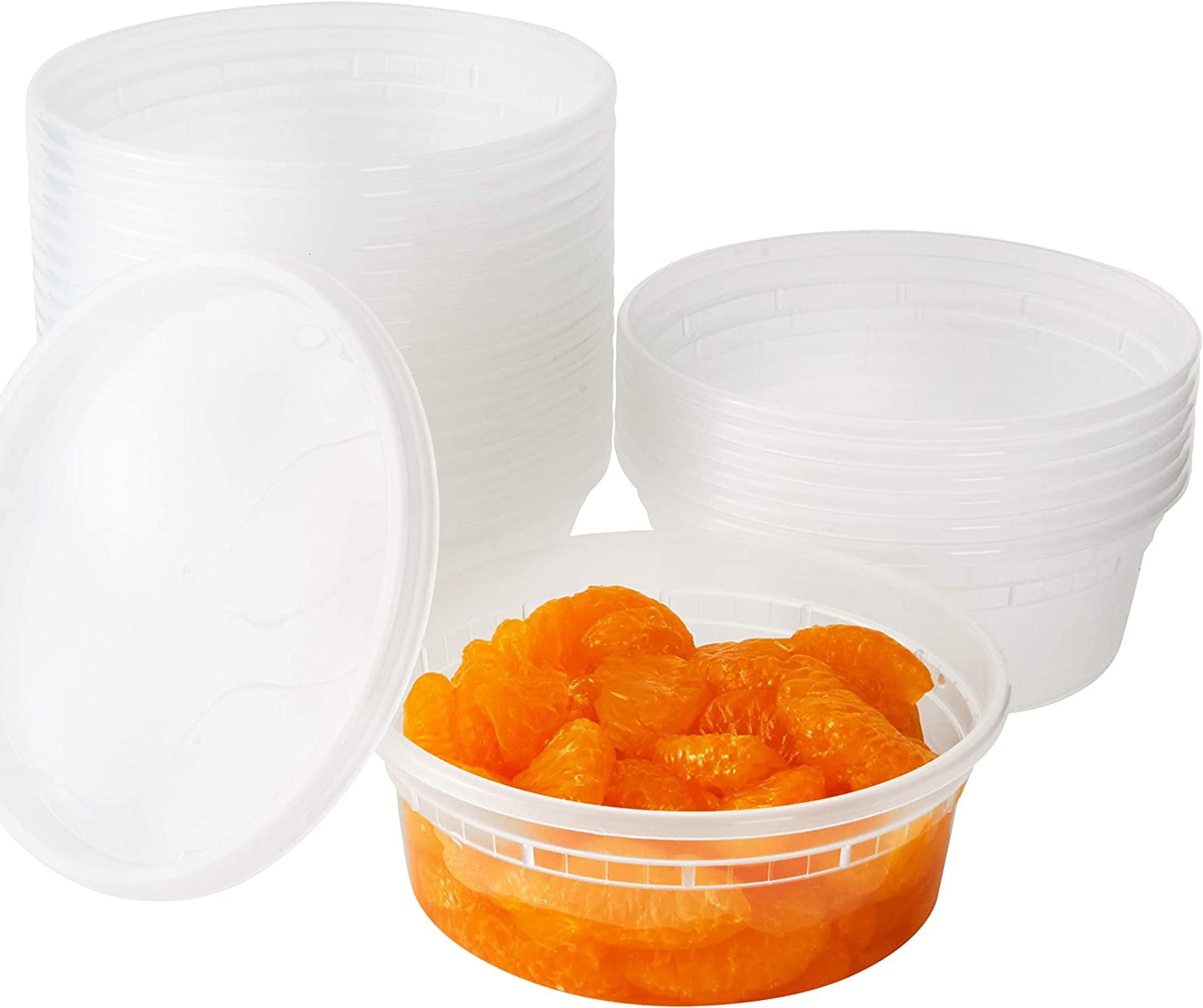 Avant Grub 8 oz Clear Microwavable Deli Containers with Lid Covers, 48 ...