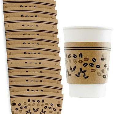 "FENGHEMINGA 50 Pack Kraft Coffee Cup Sleeves, Disposable, Fits 12oz ...