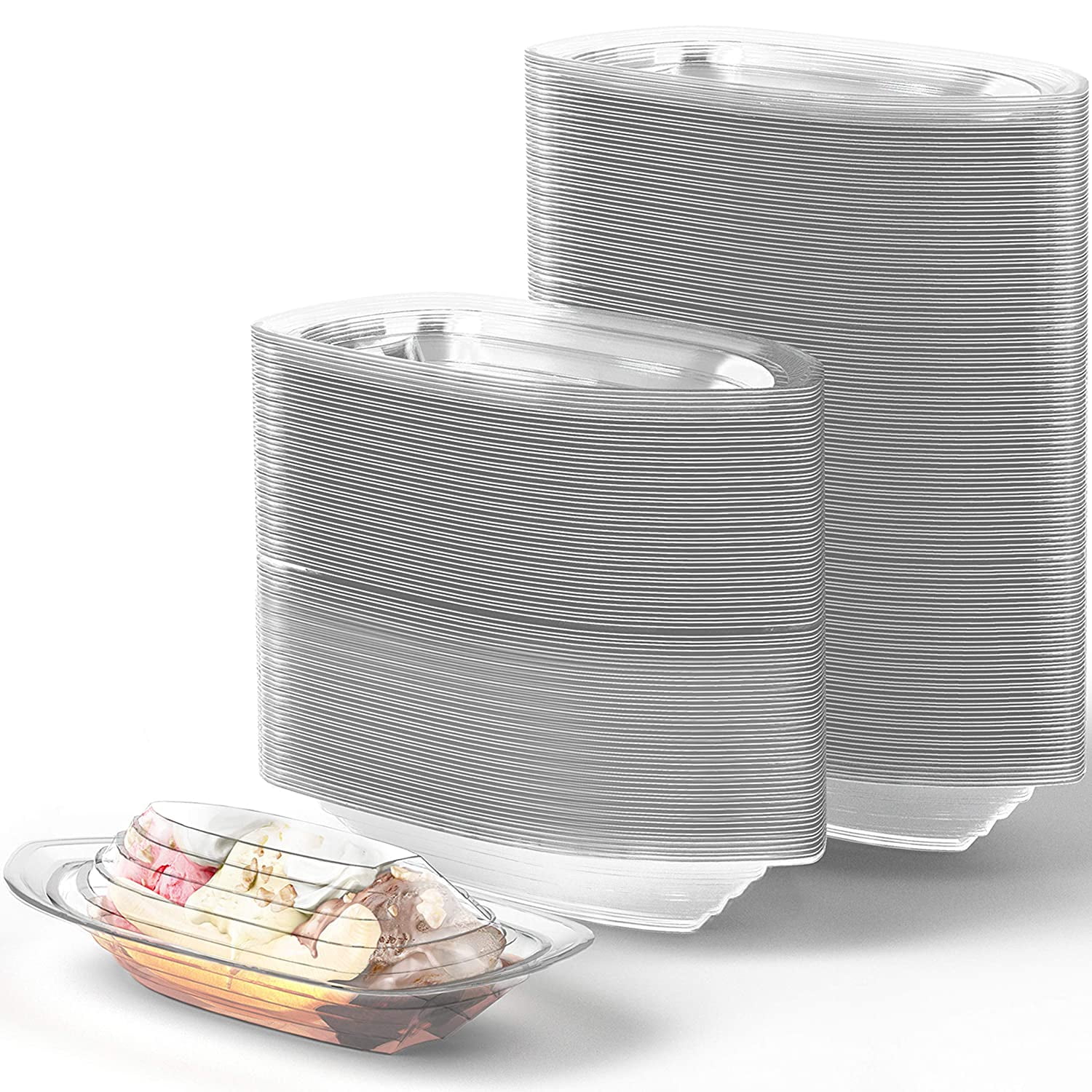Avant Grub Clear Plastic Banana Split Boats, 8 oz & 12 oz, 250 pcs ...