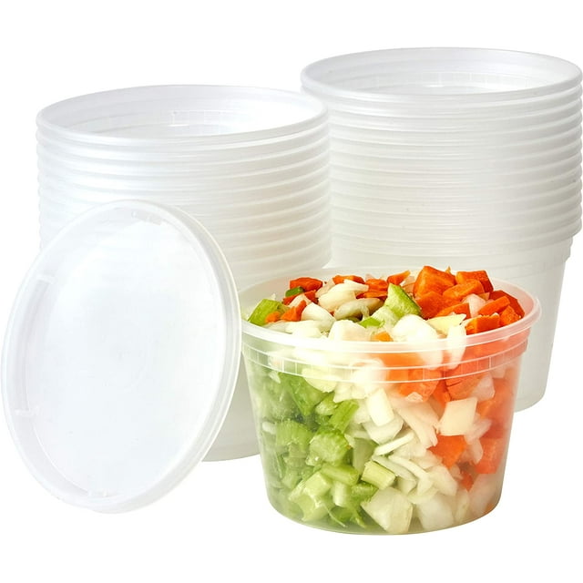 Avant Grub ‎Polypropylene Plastic 16 oz Clear Deli Containers with Lids ...