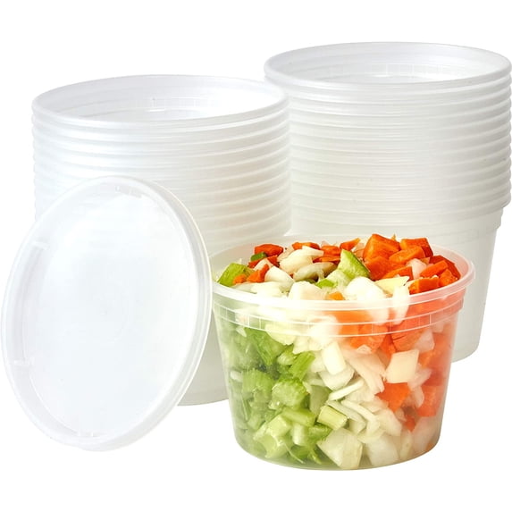 Avant Grub ‎Polypropylene Plastic 16 oz Clear Deli Containers with Lids ...