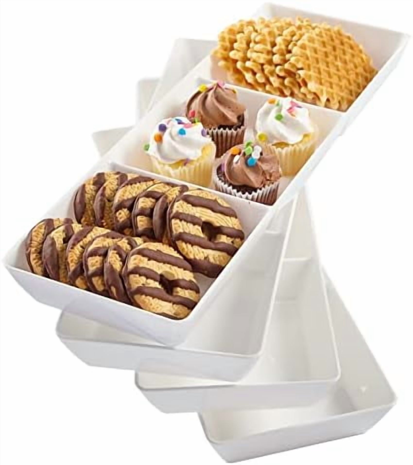 Avant White Plastic Divided Serving Trays (Set of 4) 15” x 5” | Narrow ...
