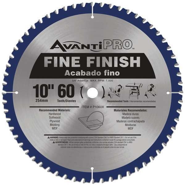 Avanti Circular Saw Blade,10 in Blade,60 Teeth P1060X - Walmart.com