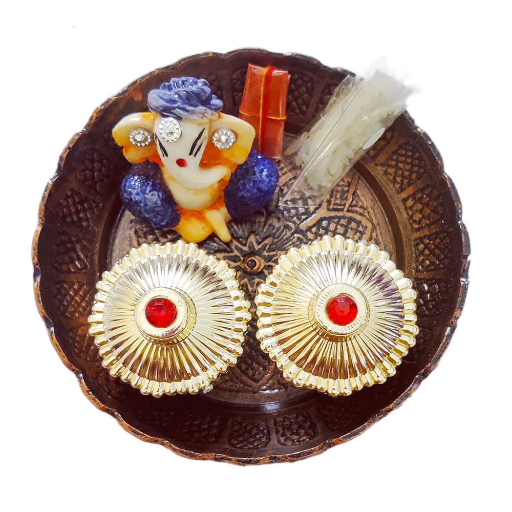 Avanti Creation Multicolor Round Shape Pooja Tilak Thali with Diya ...