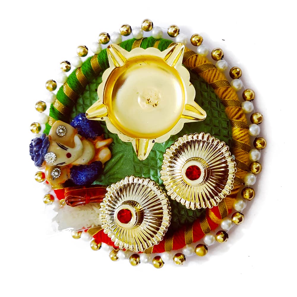 Avanti Creation Pooja Tilak Thali with Kumkum Chawal HolderRakhi Thali ...