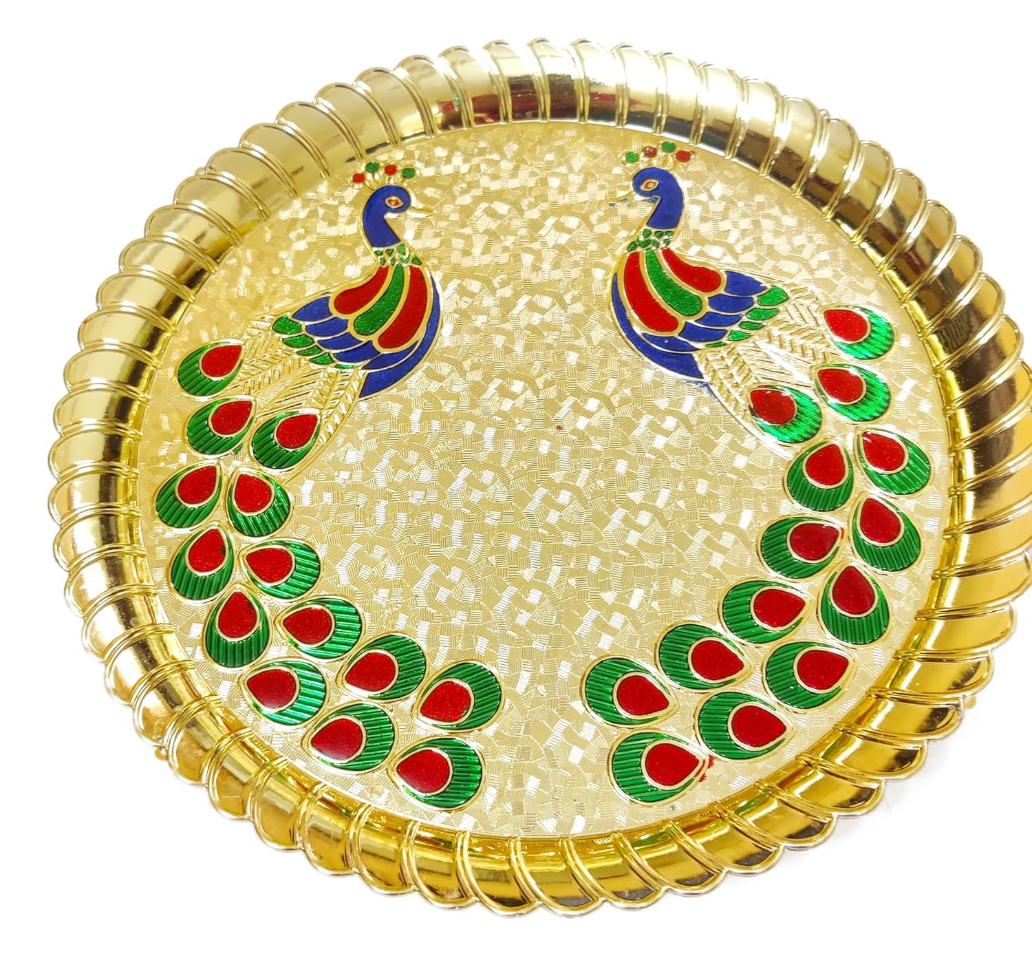 Avanti Creations Peacock Style Pooja Plate Aarti Thali for Home Mandir ...