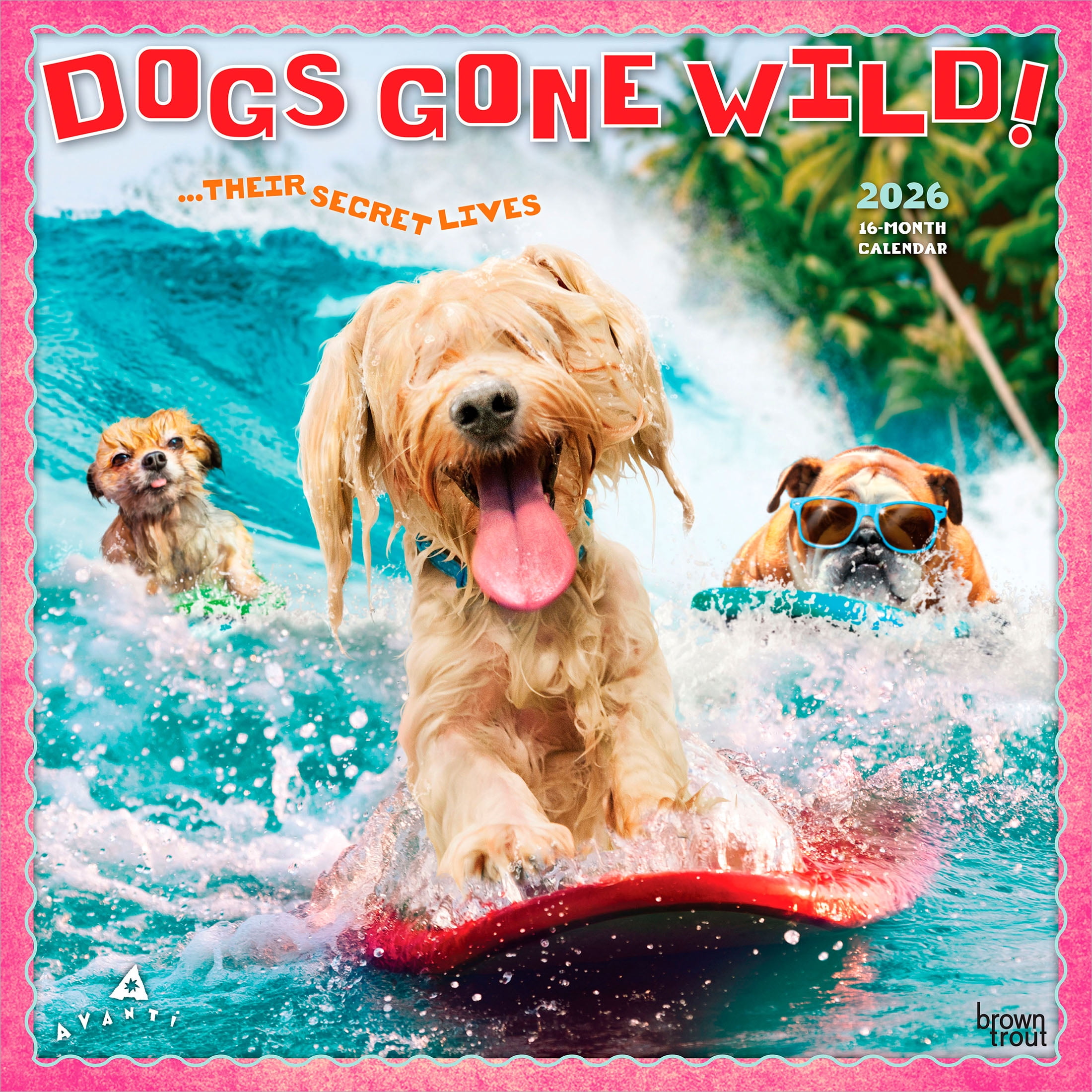 BrownTrout, Wall Calendar, 12x24 2026 Dogs Gone Wild - Walmart.com