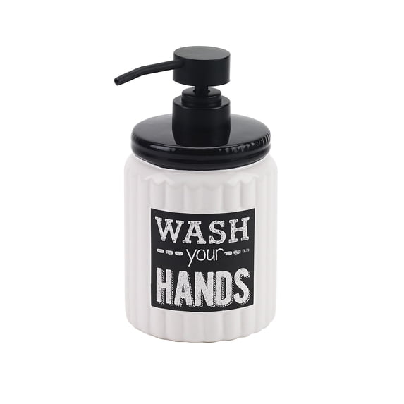 Avanti Linens Chalk It Up Ceramic Soap Dispenser White Black Modern ...