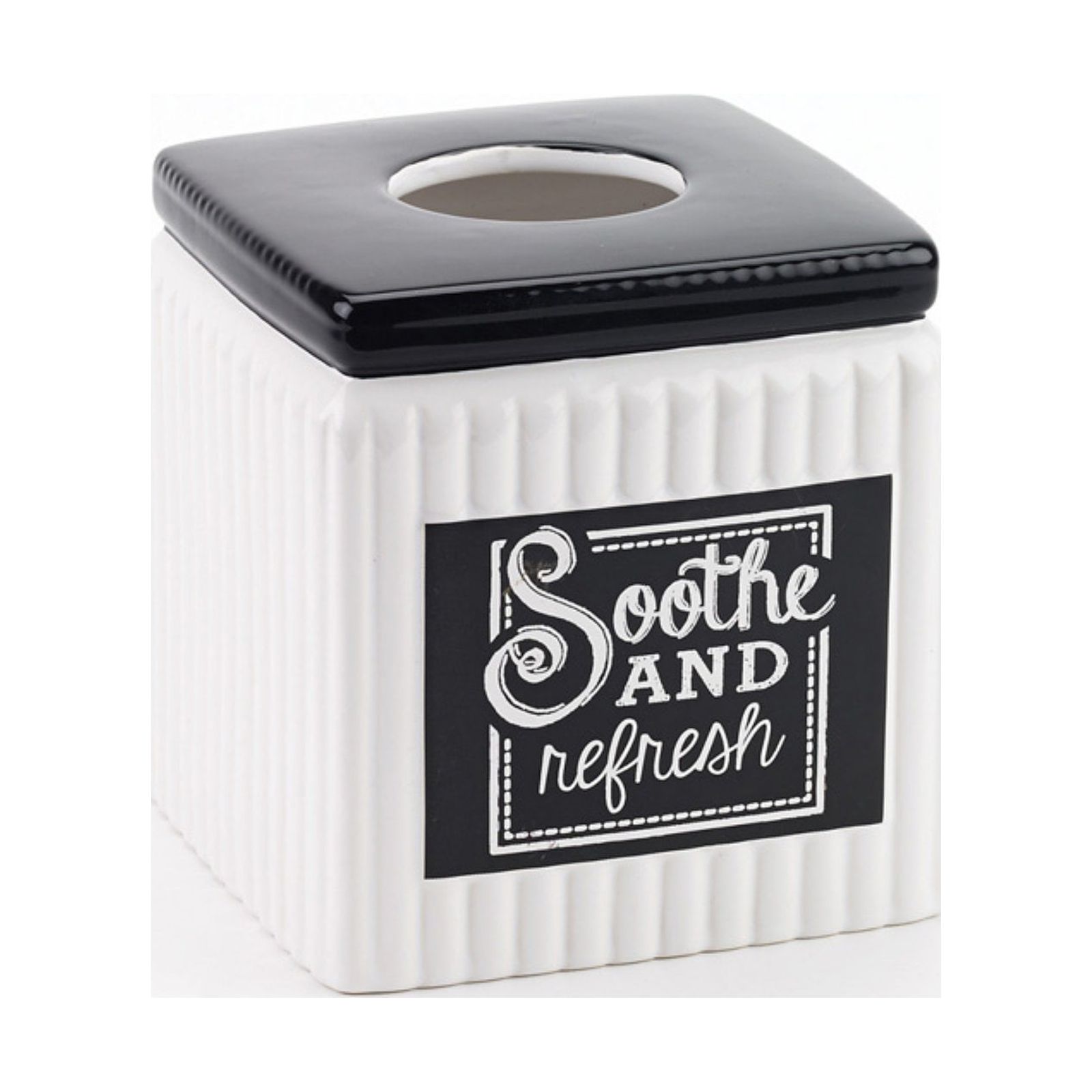 Avanti Linens Avanti Chalk It Up White/ Black Ceramic Tissue Cover ...