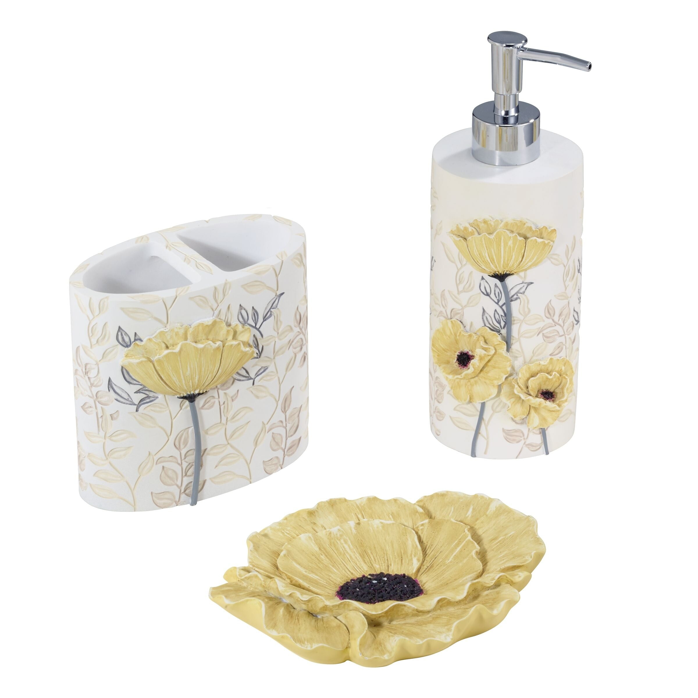 Avanti Linens Avanti Marielle 3 Pc Bath Accessory Set - Yellow ...