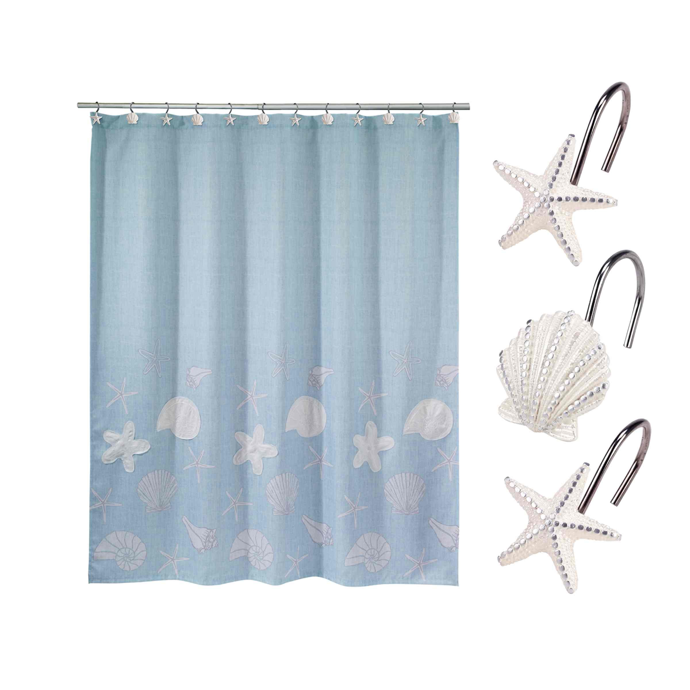 Avanti Linens Sequin Shell 13-Piece Shower Curtain & Hook Set - Walmart.com