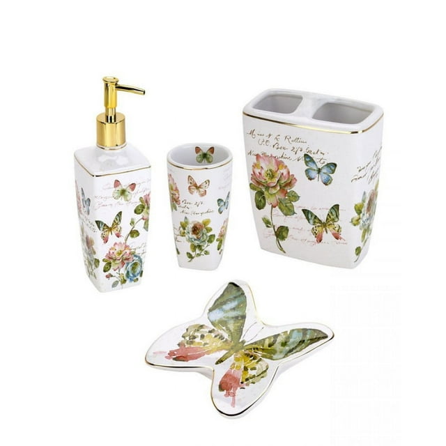 Avanti Linens Butterfly Garden 4 Pc Bath Accessory Set - Walmart.com