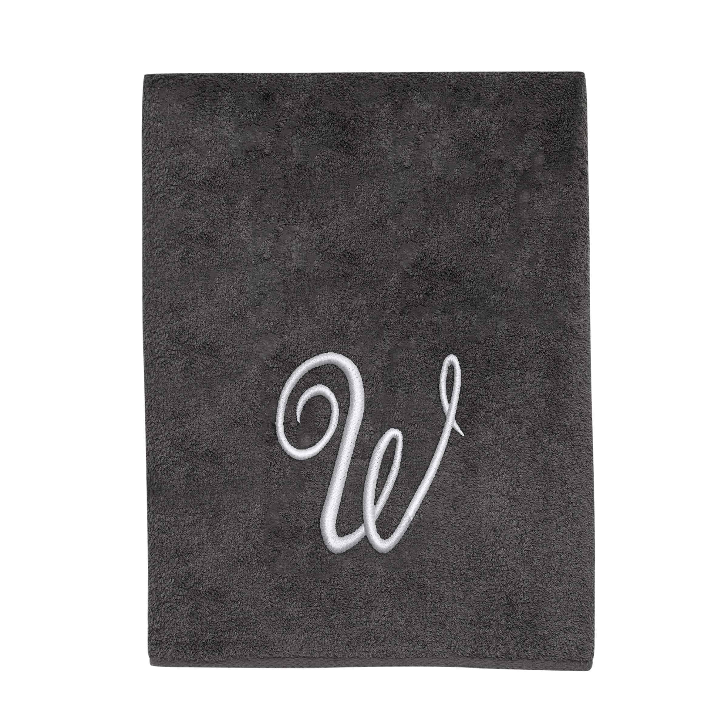 Avanti Linens Granite/Silver Script Monogram Bath Towel Letter W - Bath ...