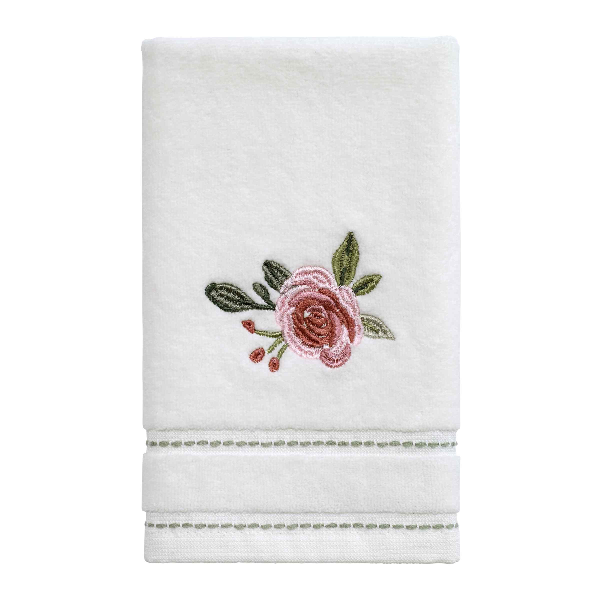 Avanti Linens Spring Garden Fingertip Towel, Embroidered Peony ...
