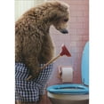 Avanti Press Bear Holding Toilet Plunger Over Blue Toilet Gross Funny ...
