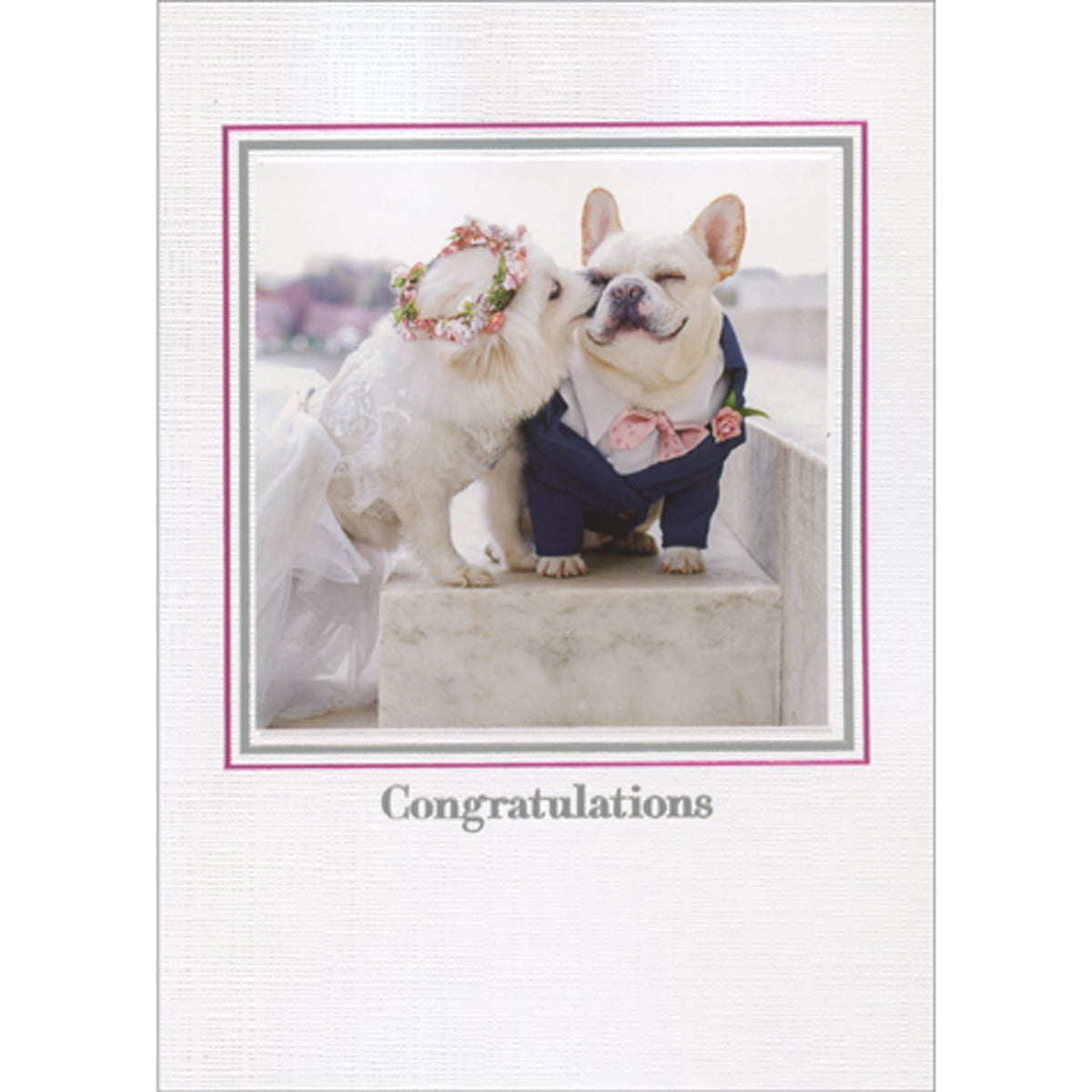 Avanti Press Bride and Groom Dogs on White Marble Steps Inside Foil ...