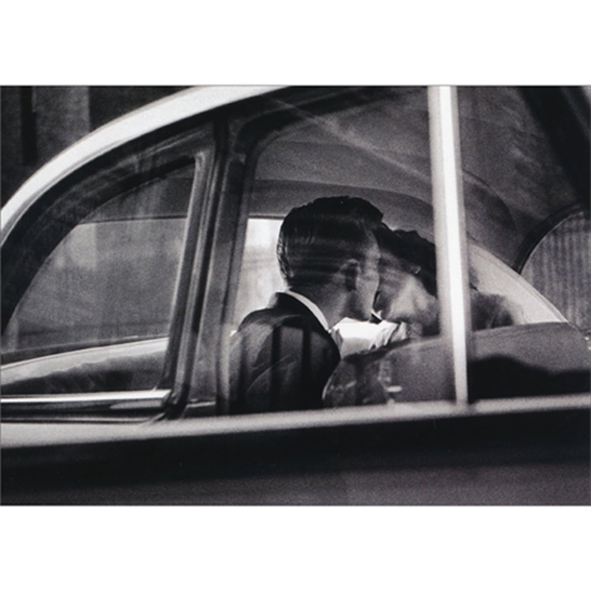 Avanti Press Bride and Groom Kissing in Back Seat of Car America ...