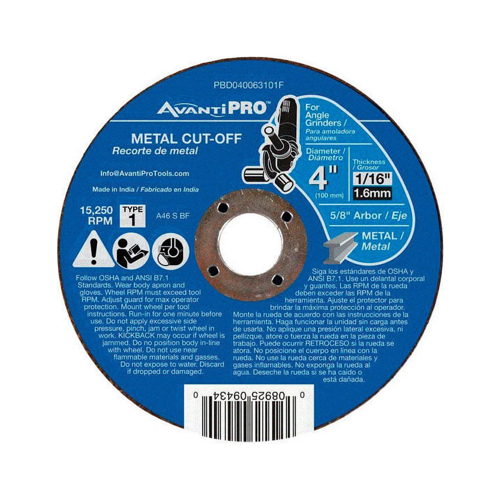 Avanti Pro 4 in. Dia. x 5/8 in. Aluminum Oxide Metal Cut-Off Disc 1 pk ...