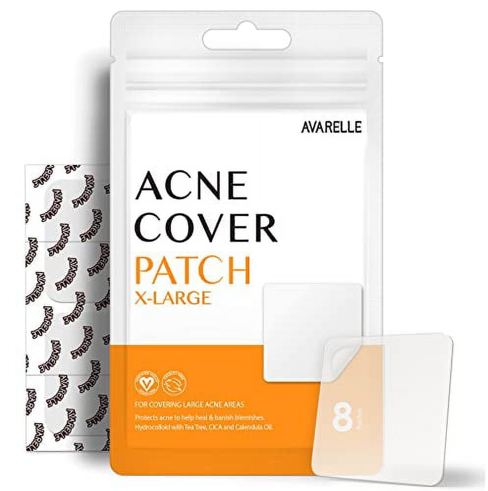 Avarelle Acne Patches Xl for Face and Body (8 Count) Certified Vegan ...