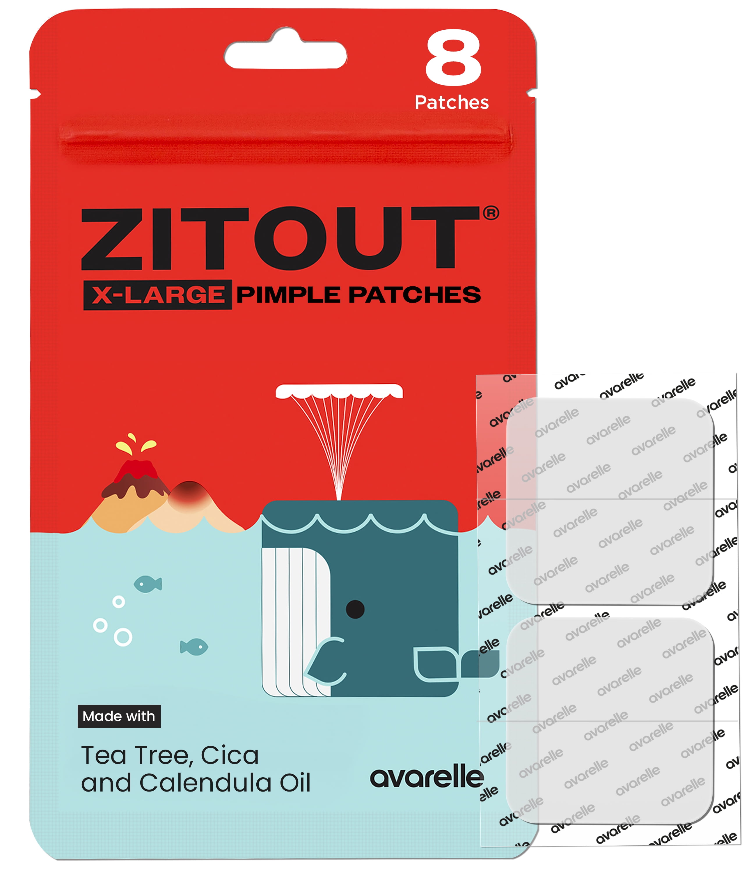 Avarelle Cosmetics ZITOUT X-Large Hydrocolloid Pimple Patch, 8 ct HSA ...