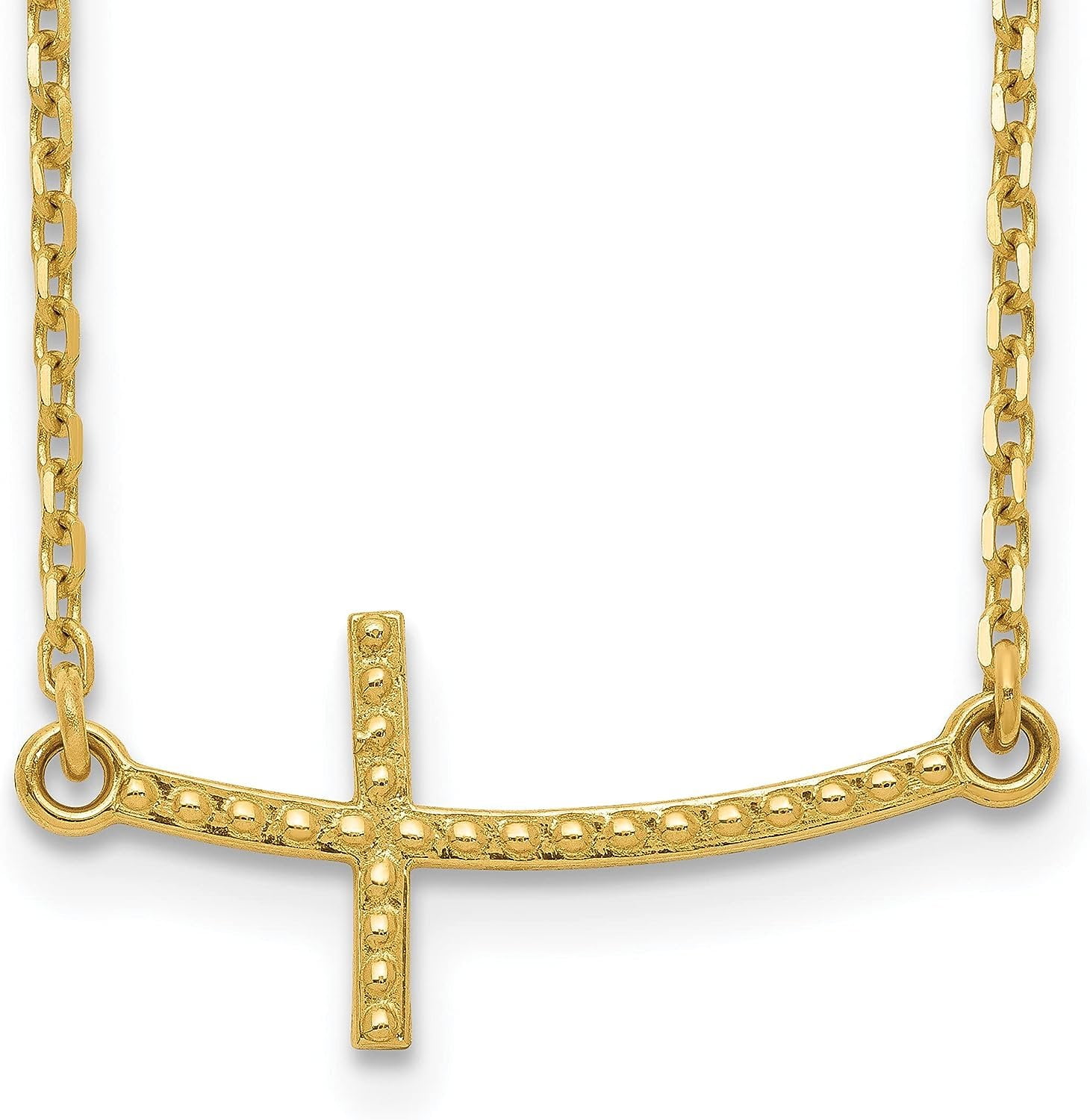 Avariah 14k Yellow Gold Sideways Curved Textured Cross Necklace - 19 ...