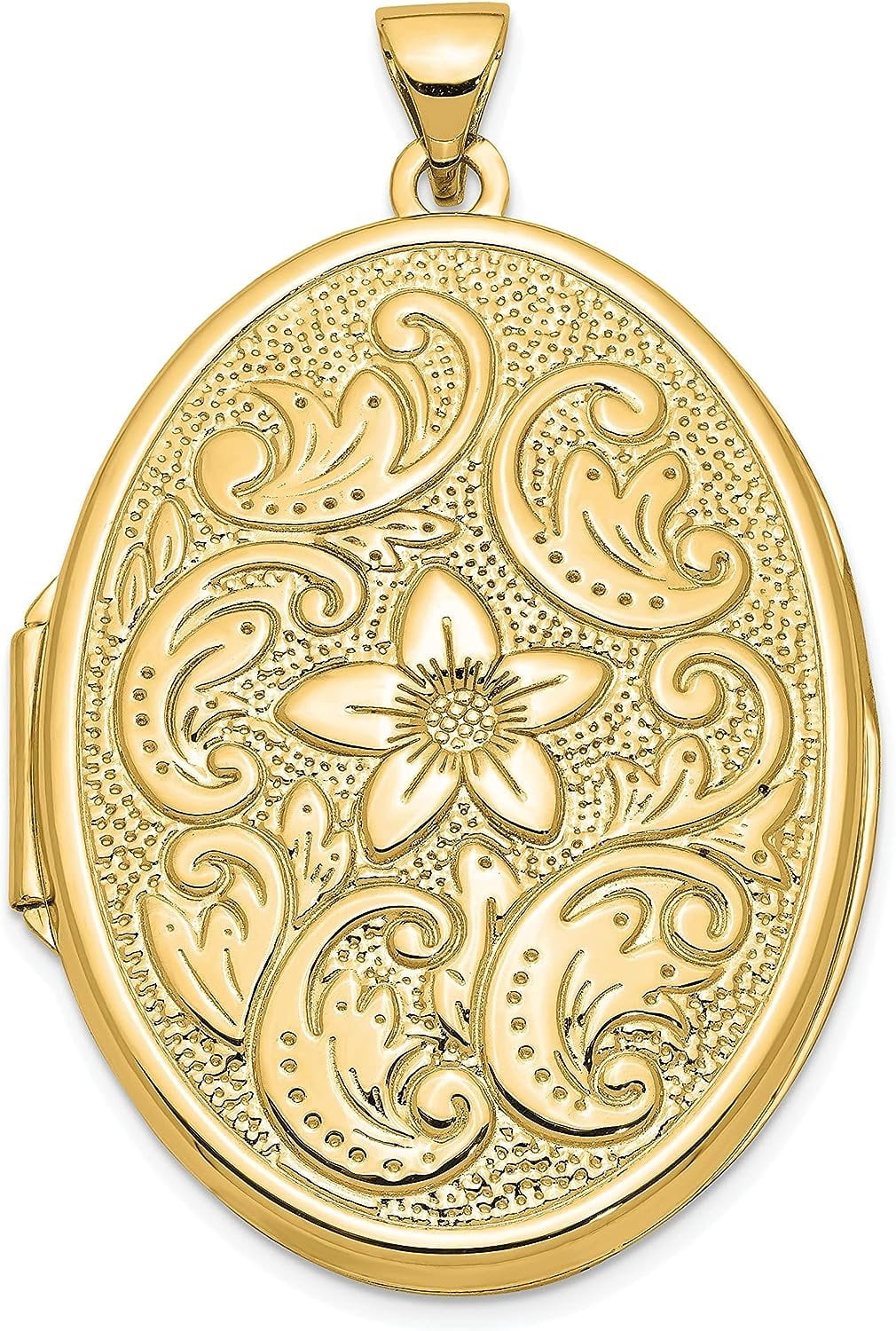 Avariah Diamonds 10k Yellow Gold 32mm Oval Flower With Scrolls Locket ...