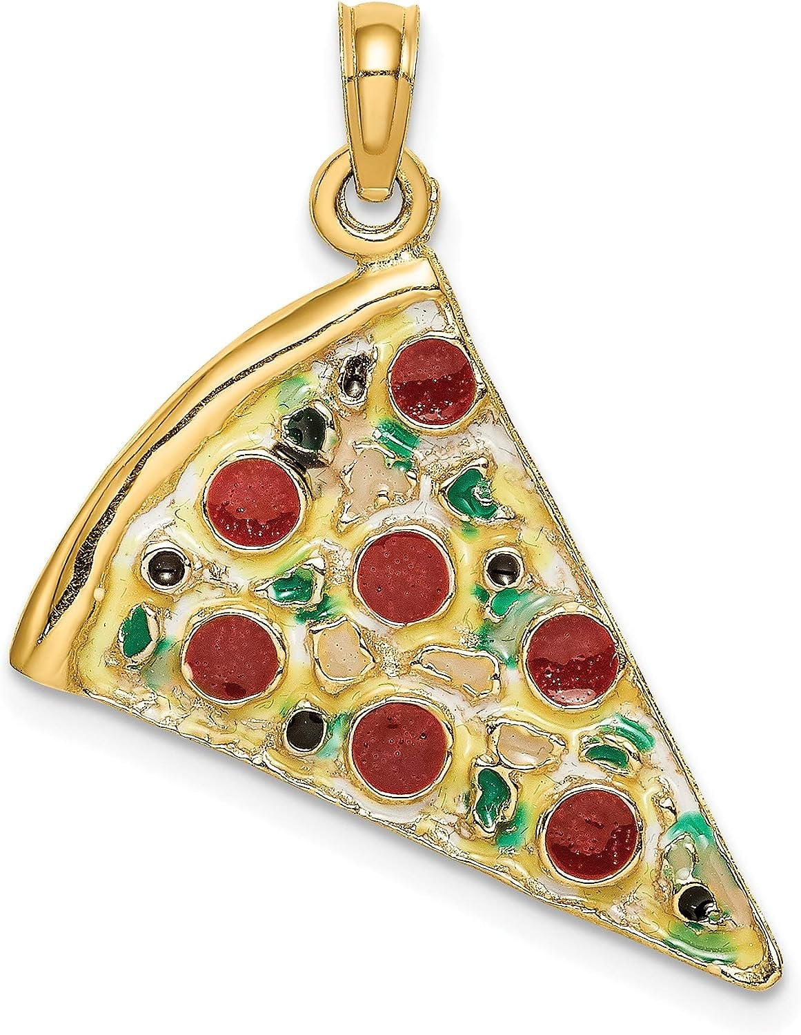 Avariah Diamonds 14K Yellow Gold w/Enamel Large Pepperoni Pizza Slice ...