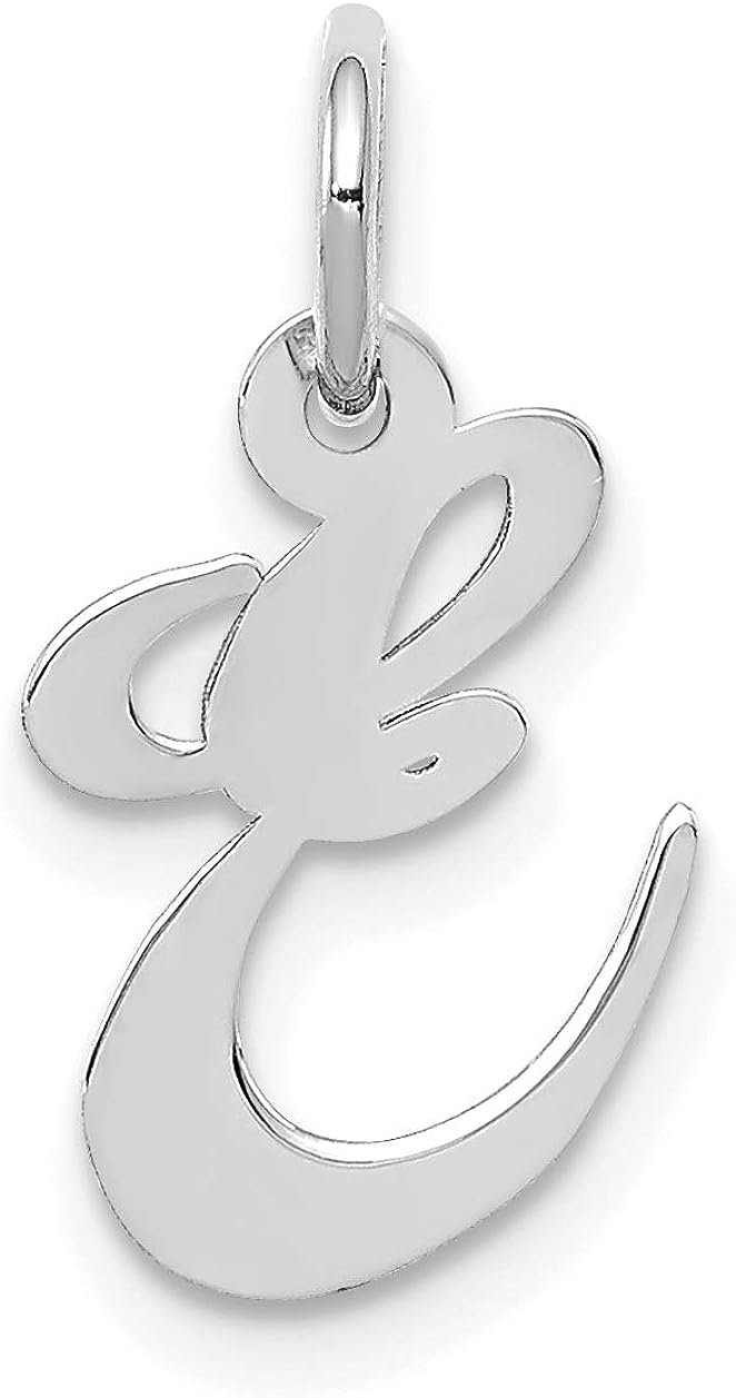 Avariah Diamonds 14k White Gold Small Fancy Script Letter E Initial ...