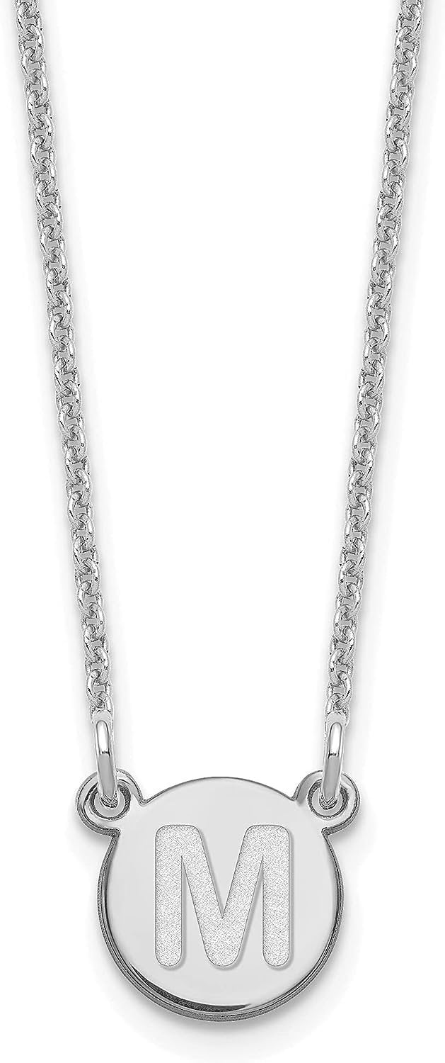 Avariah Diamonds Solid 10kw White Gold Tiny Circle Block Initial Letter ...