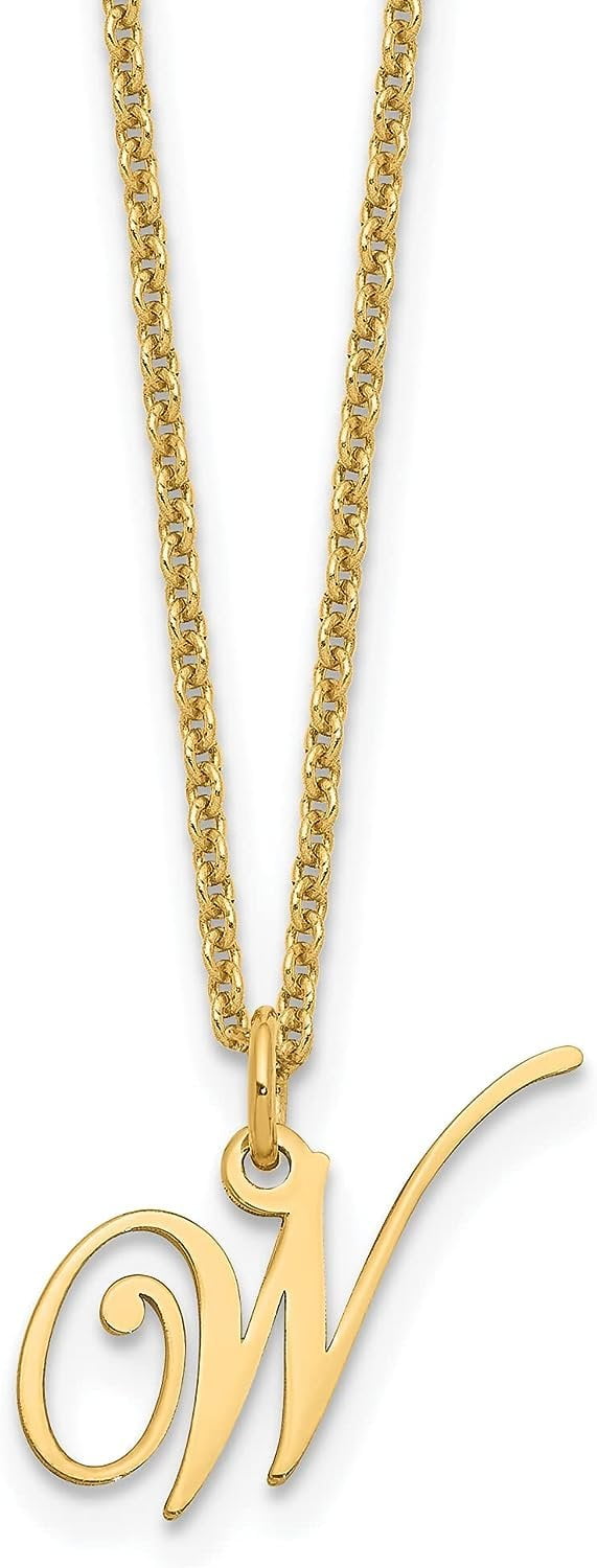 Avariah Diamonds Solid 10ky Yellow Gold Letter W Initial Necklace - 18 ...