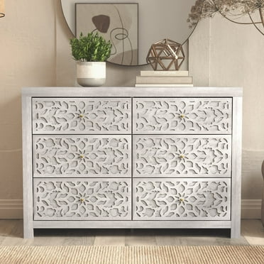 Baxton Studio Braith Farmhouse Ivory Spindle Wood 7-Drawer Dresser ...