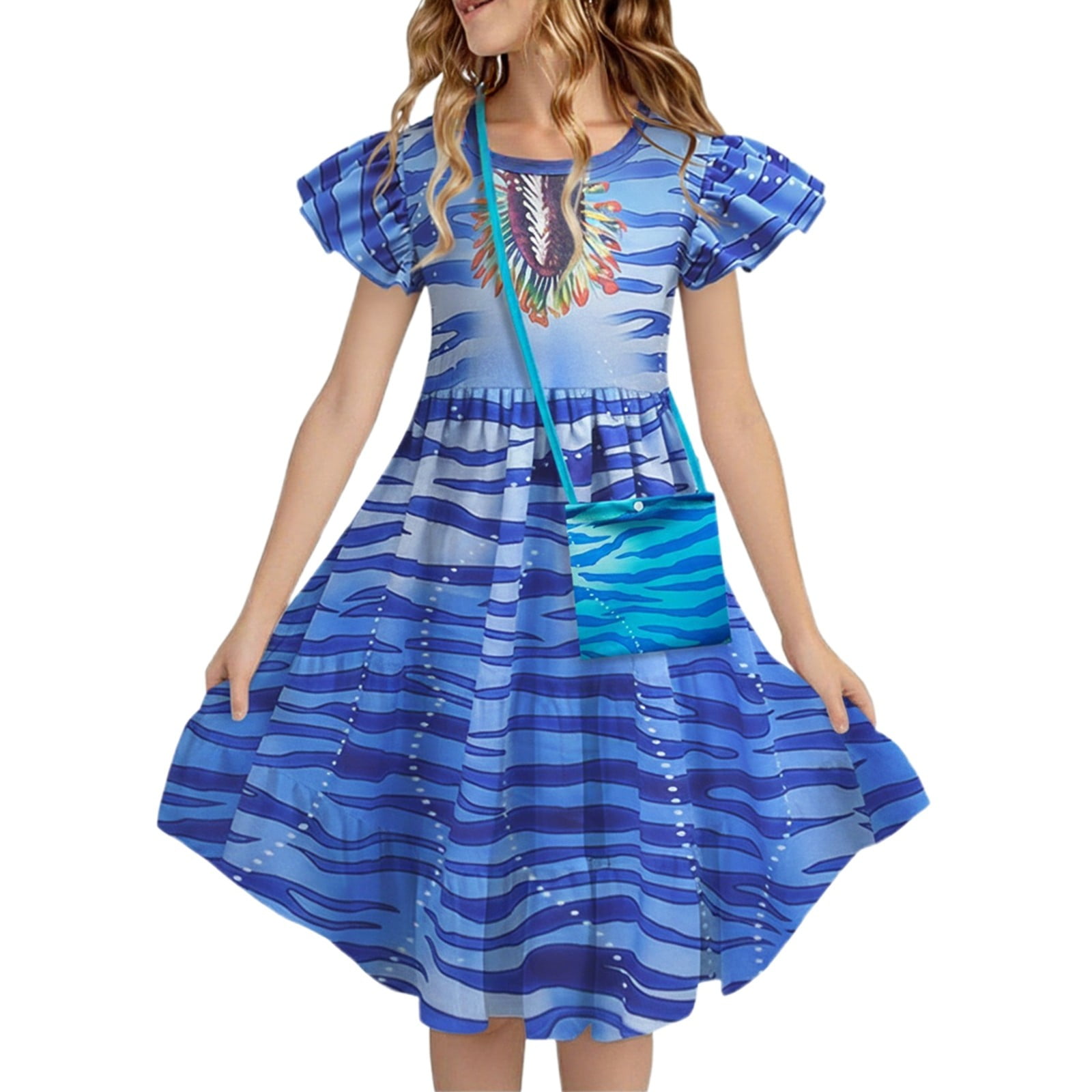 Avatar Costume Elegant Blue Cosplay Dress for Kids Halloween Party ...