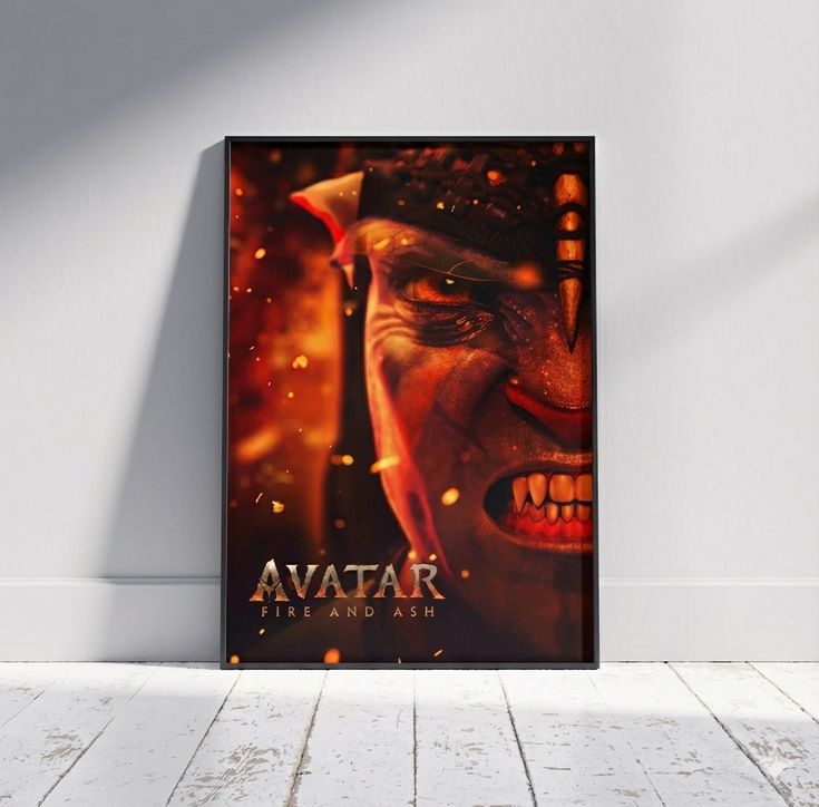 Avatar Fire and Ash Movie Poster, Dark Na’vi Face Cinematic Sci-Fi Wall ...