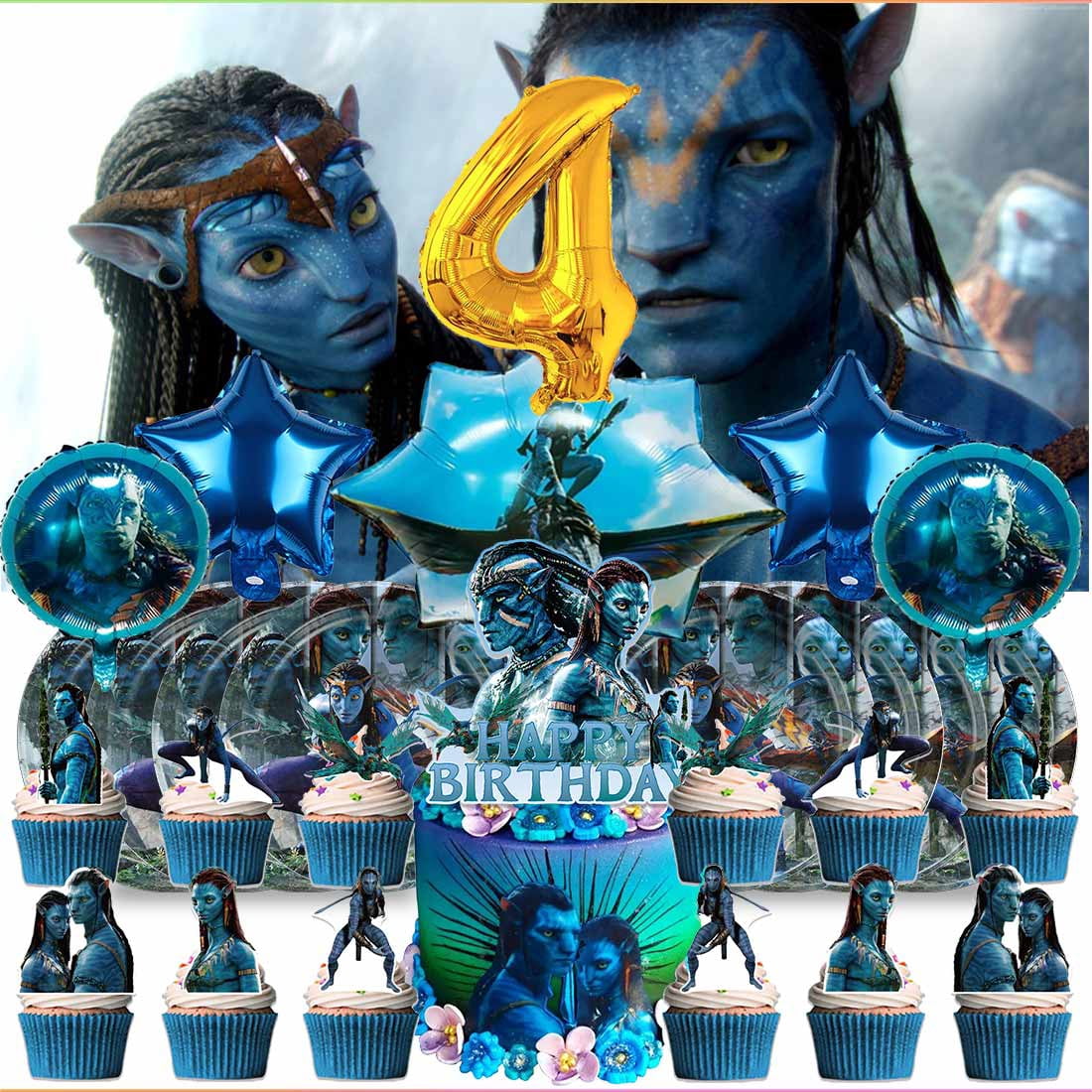 Avatar Movie 4th Tableware Balloons Cake Toppers Backdrop Banner ...