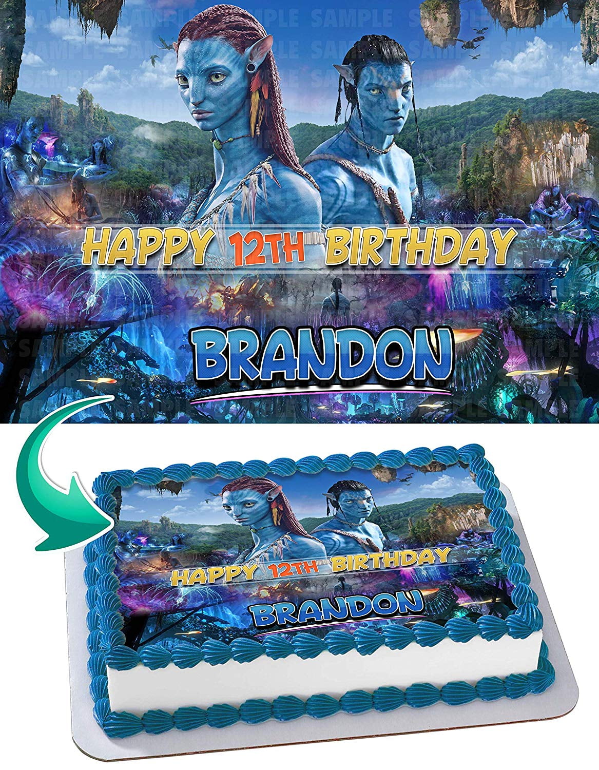 Avatar Movie Edible Cake Image Topper Personalized Birthday Party 1/4 ...