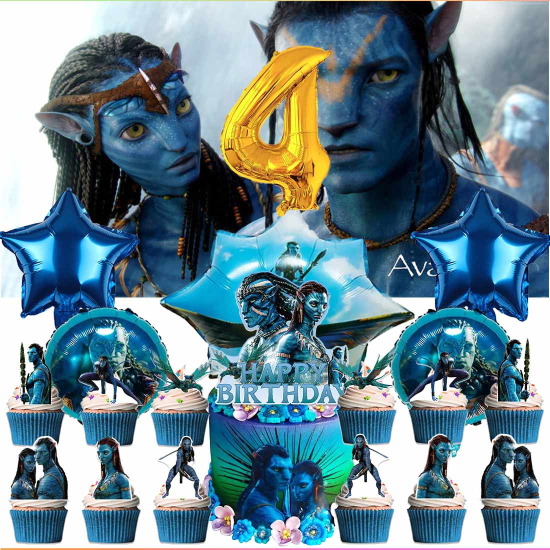 Avatar Movie Party Supplies Decor 4th Kit Balloons Birthday Cake Topper ...