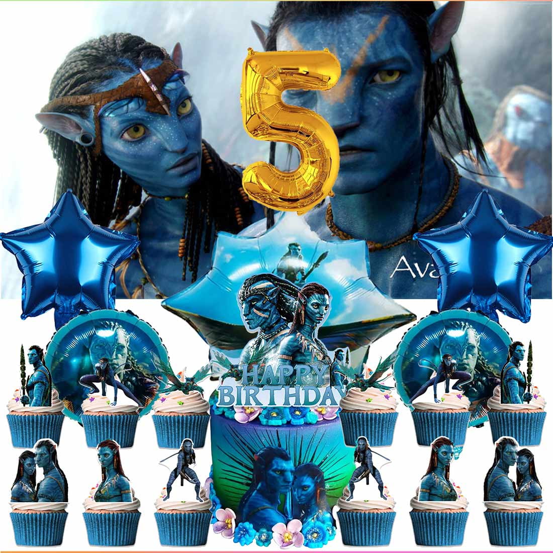 Avatar Movie Party Supplies Decor 5th Kit Balloons Birthday Cake Topper ...