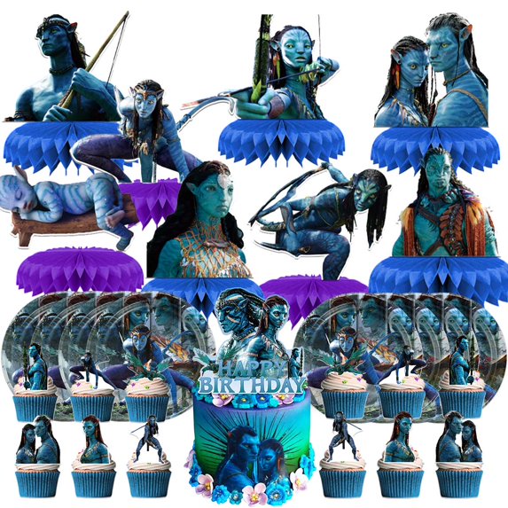 Avatar Movie Party Supplies Decor Plates Fans Decorations Honeycomb ...