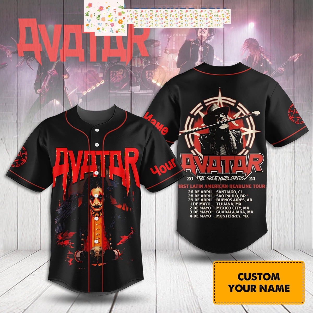 Avatar The Great Metal Circus 2024 Tour Personalized Baseball Jersey ...
