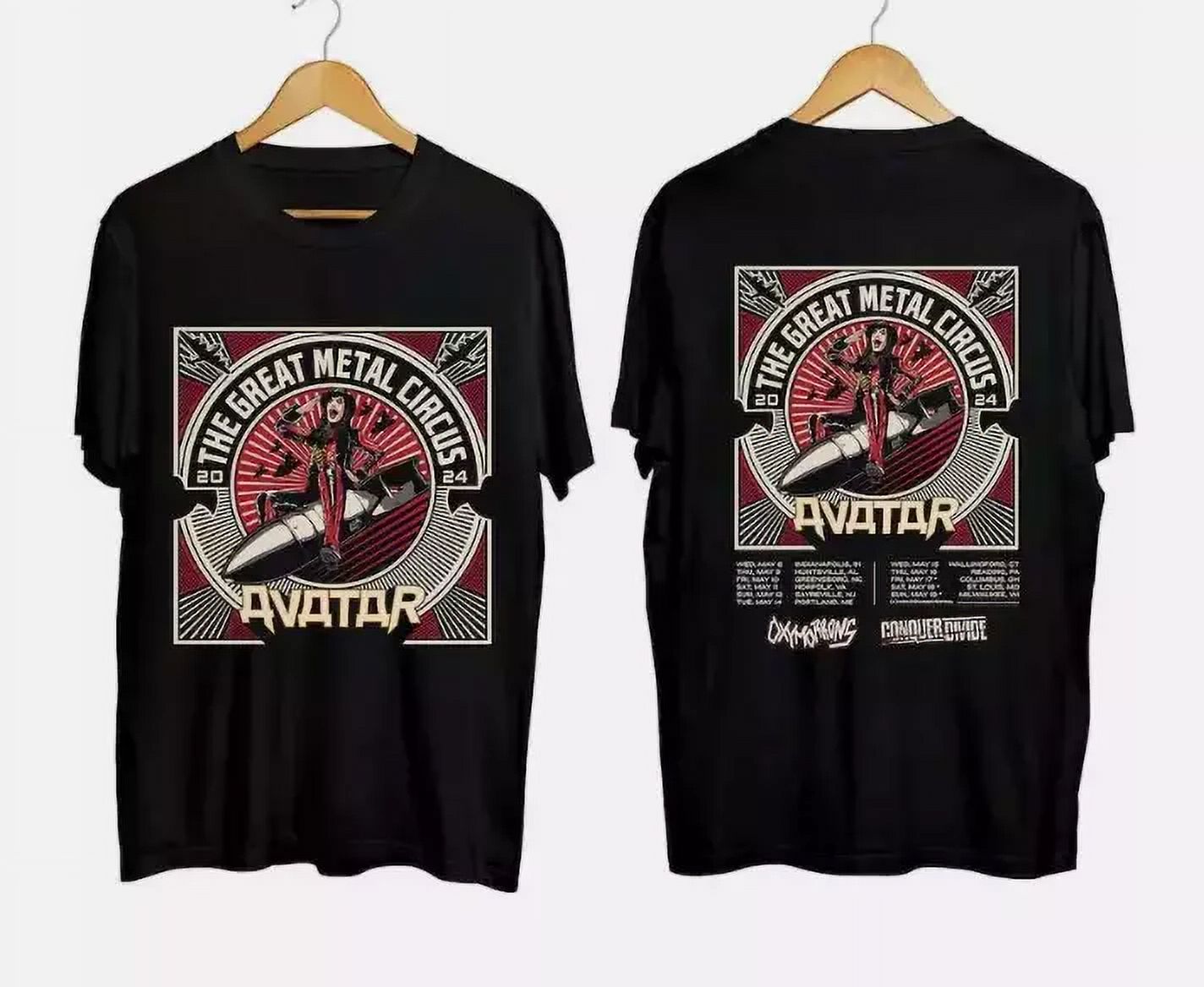 Avatar The Greatest Metal Circus Tour 2024 Two-Sided T-Shirt Hot ...